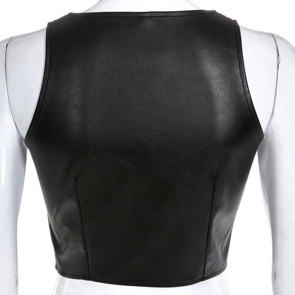 ariesmoon89 | Tops | Vegan Leather Inverted Pentagram Zipper Vest ...